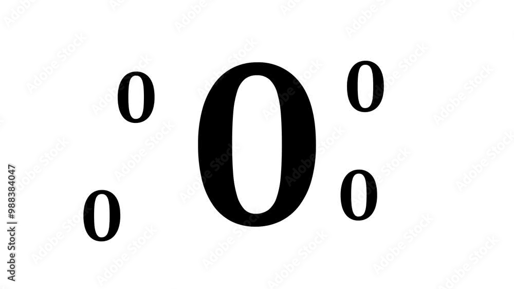 Zoom in and out animation the number zero symbol. Large black symbol in ...