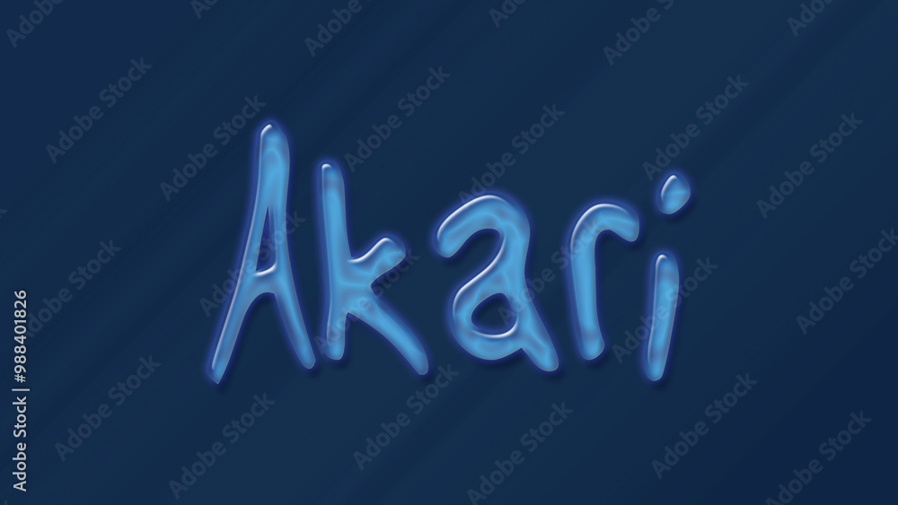 Water bubble 3D text effect of name Akari 0n blue background. Stock ...