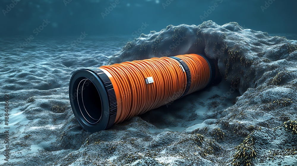 Cross-sectional illustration of a fiber-optic cable buried under the ...