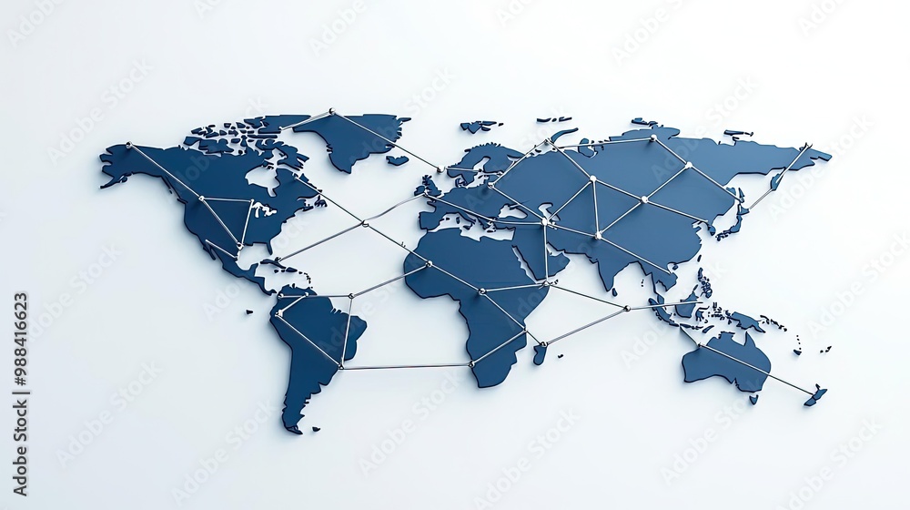 Stylized world map design with interconnecting lines, representing ...