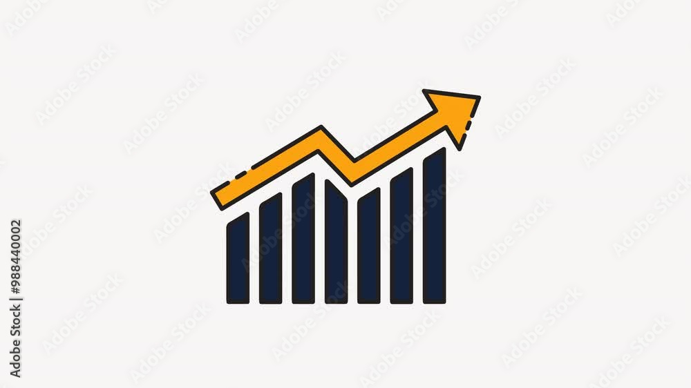Animated Graph diagram up icon, business growth success chart with ...