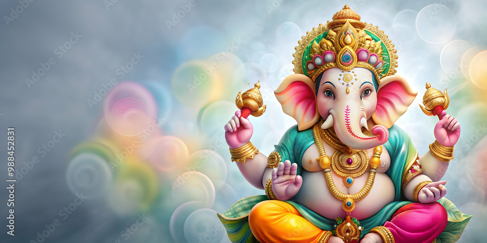 Colorful of Hindu lord Ganesha on light background Modern wallpaper ...