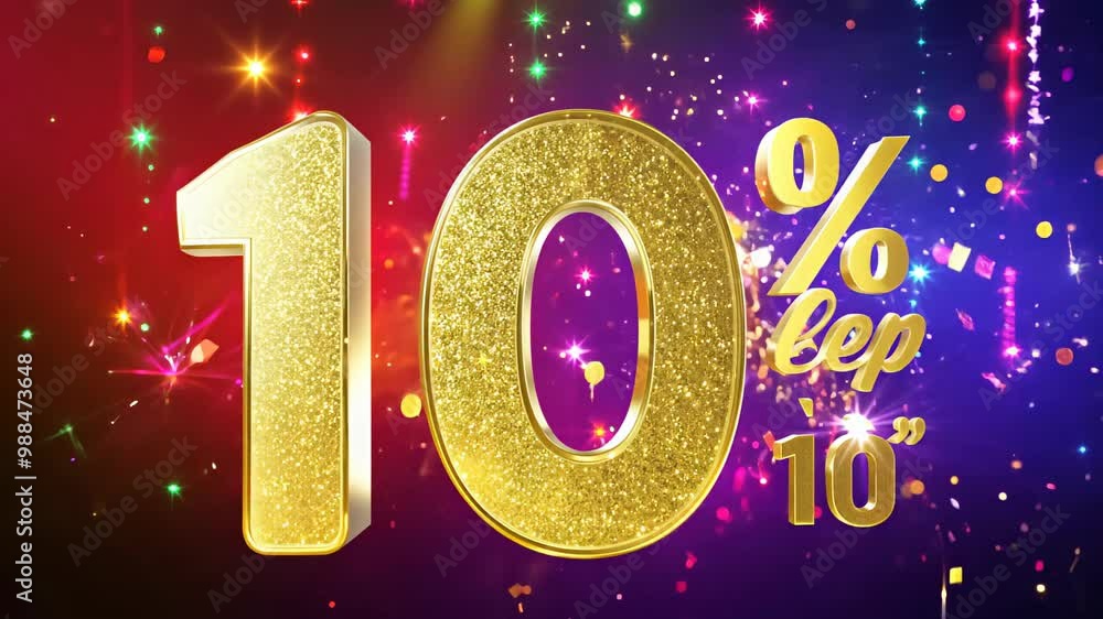 The number "10" displayed in bold white font against a golden ...