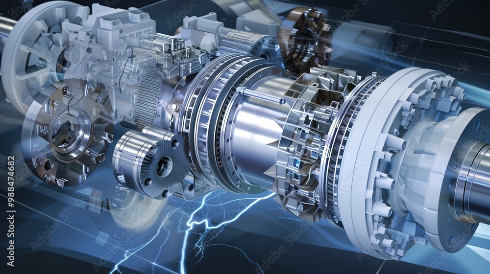 Wind power plant and technology. Smart grid. Renewable energy ...