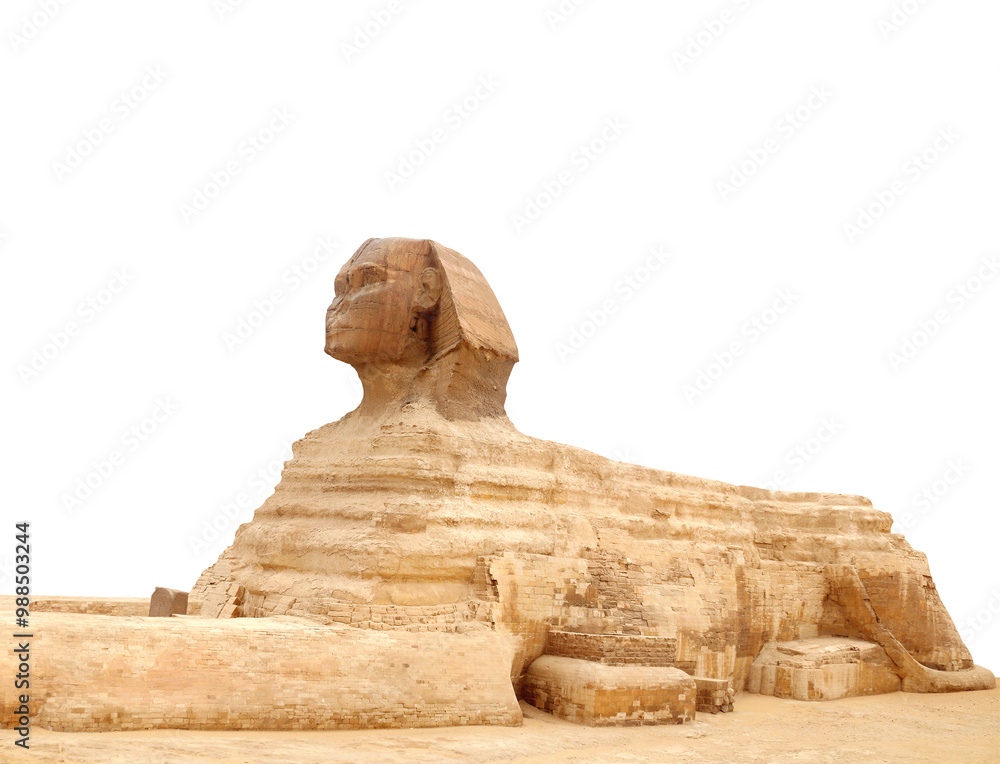 Famous Great Sphinx, Cairo, Egypt. Ancient statue of Sphinx, mythical ...