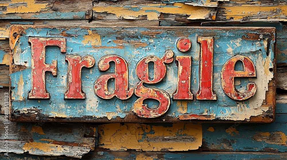 An old-fashioned wooden sign displaying the word 'Fragile' in ...