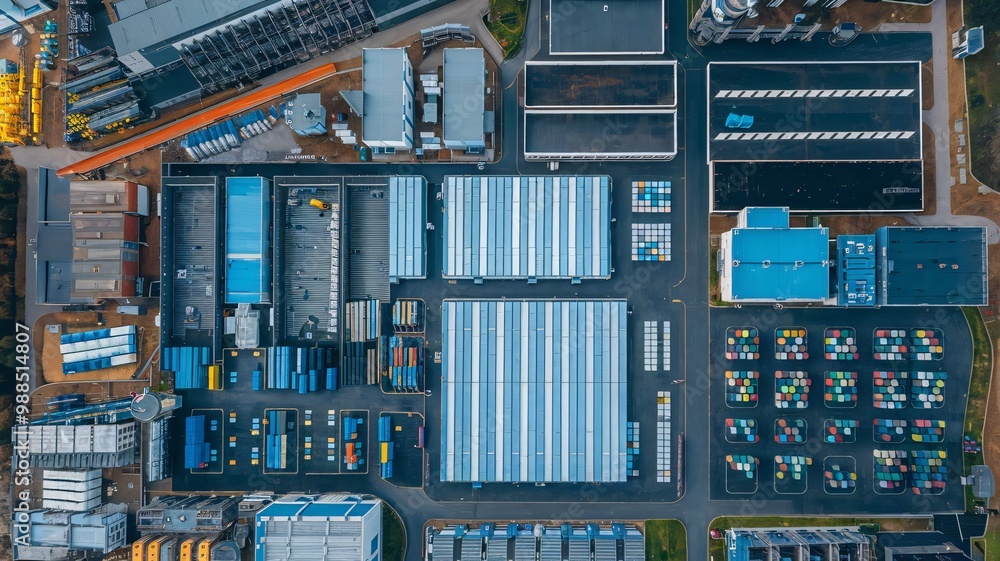 A drone view of a large manufacturing plant, showcasing the layout of ...