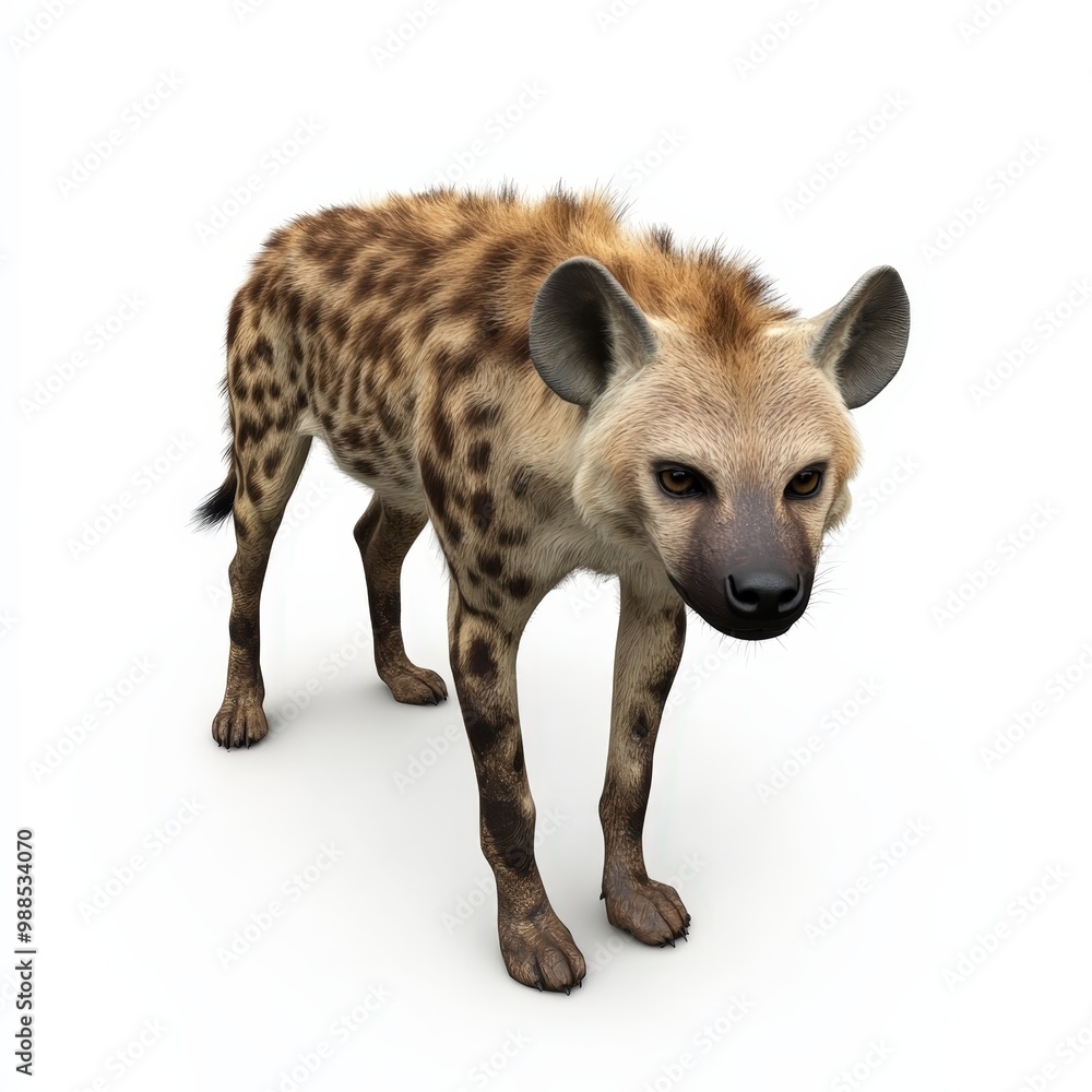 Realistic 3D model of a hyena, showcasing its unique spotted coat and ...