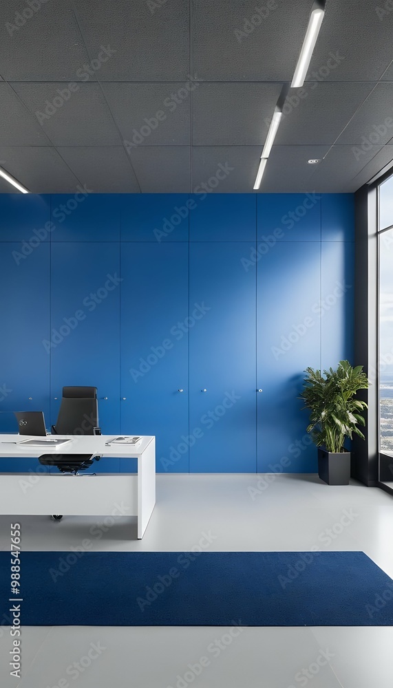 corporate office blue modern office business interior architecture ...