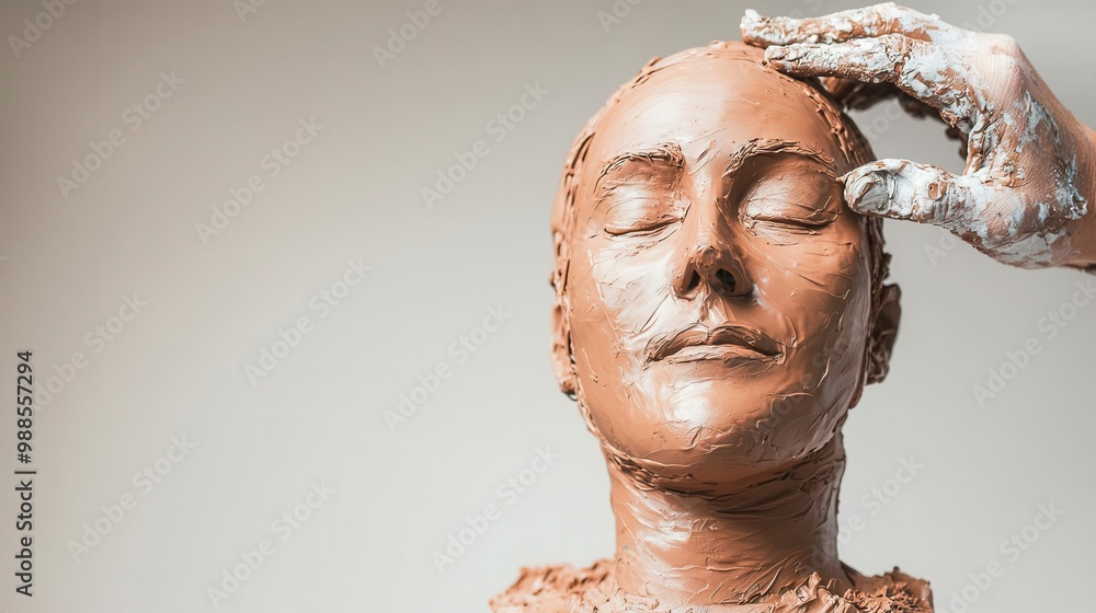 Client sculpting a self-portrait in clay during art therapy ...