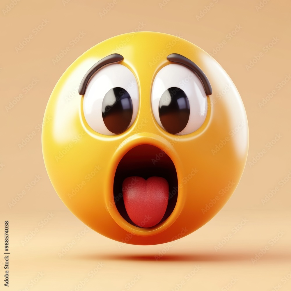 Yellow, round emoticon, emoji with wide eyes and wide-open mouth ...