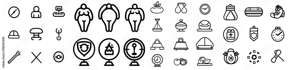 Vetor de Icons representing the fat body types and the thin modern ...