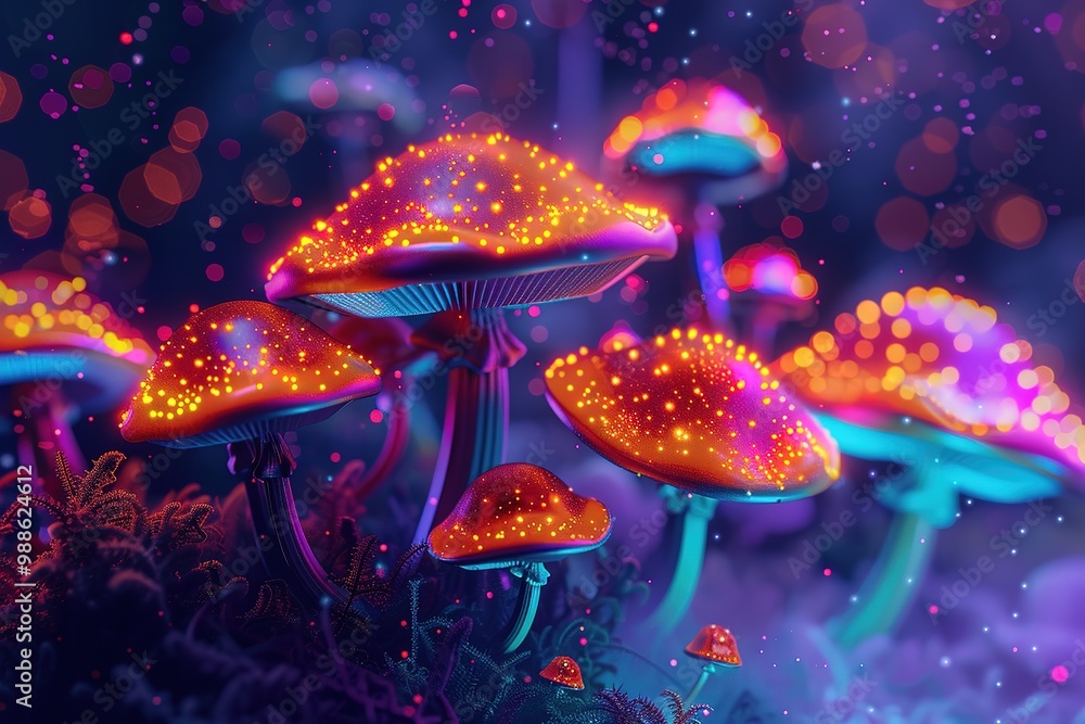 Psilocybin mushrooms, 3D illustration. Commonly known as magic ...