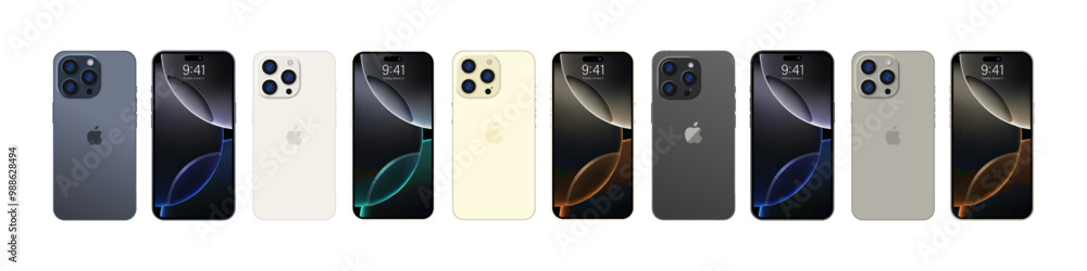 Iphone 16 pro max set mockup. Back and front side of the phone. Deep ...
