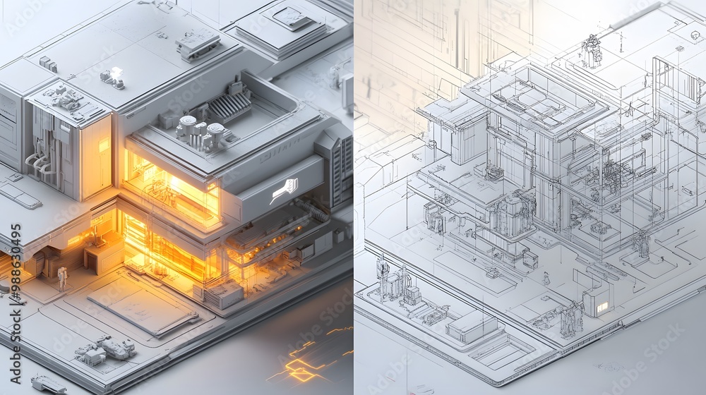 Isometric Drawing vs. True 3D: A side-by-side comparison of an isometric drawing and a true 3D ...