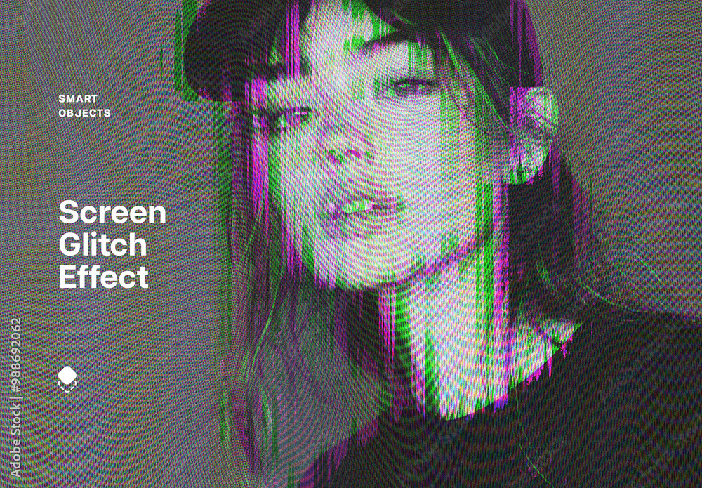 Screen Glitch Photo Effect Mockup Stock Template | Adobe Stock