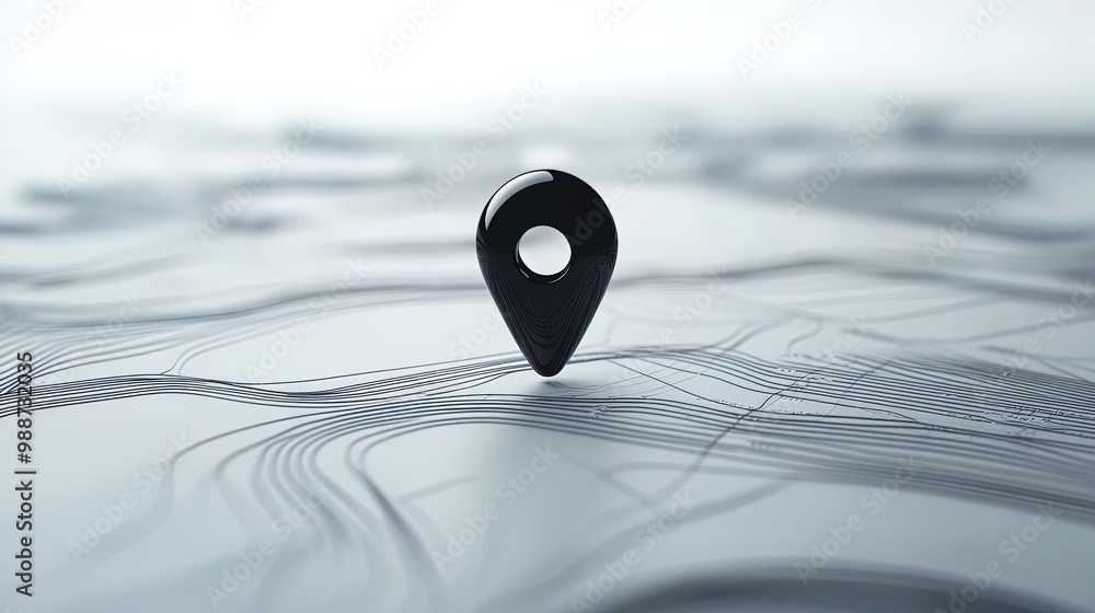 Futuristic Black Location Marker on Minimalist Map: A High-Tech ...