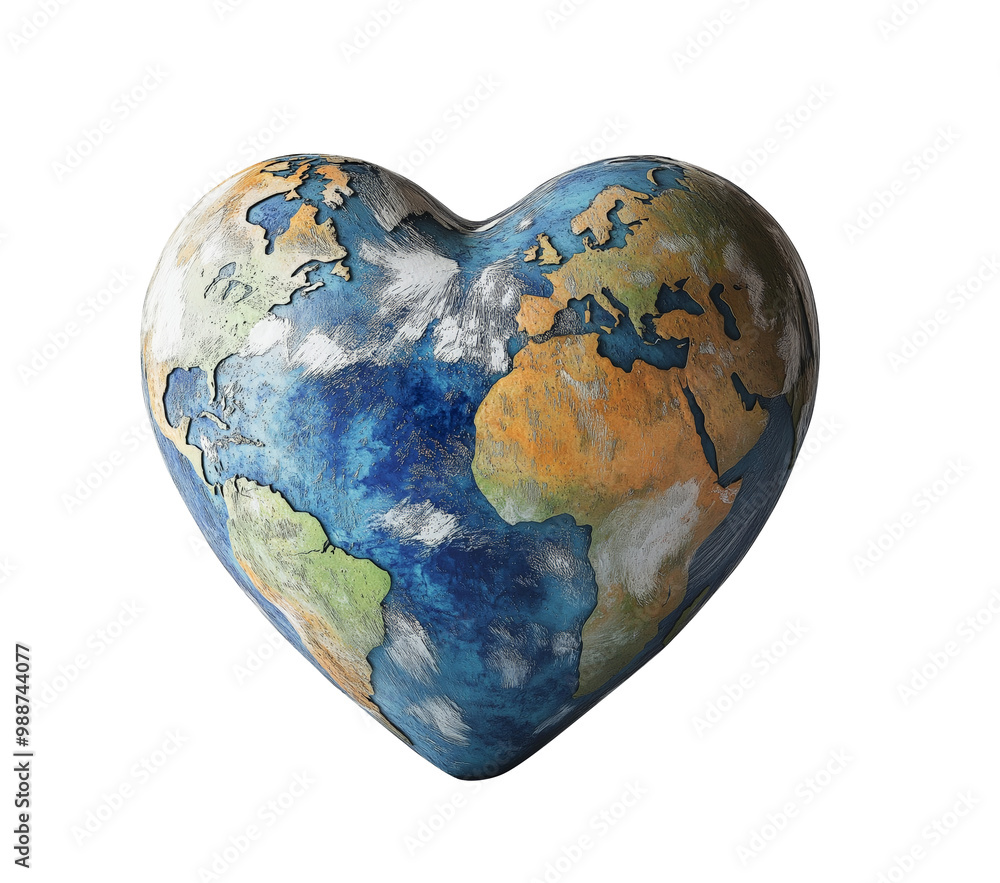 Heart-shaped Earth symbolizing global love and environmental ...