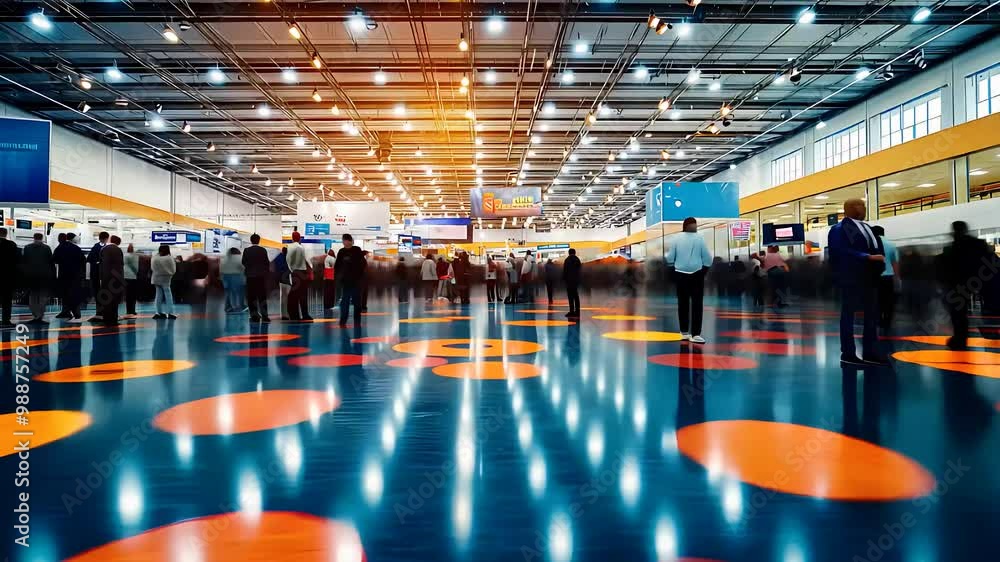 Large crowd of people inside a modern convention center, highlighting ...