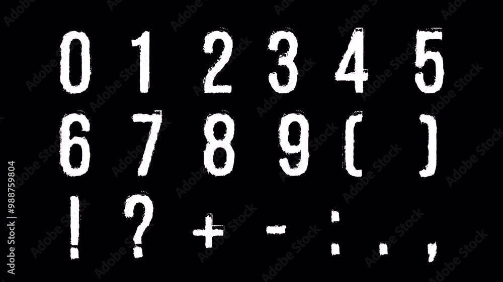 Set of numbers and symbols on transparent background with alpha channel ...