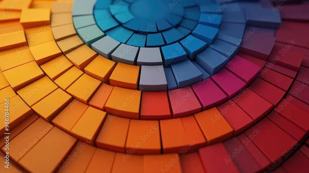 3D radial financial data visualization, with layers of data flowing ...