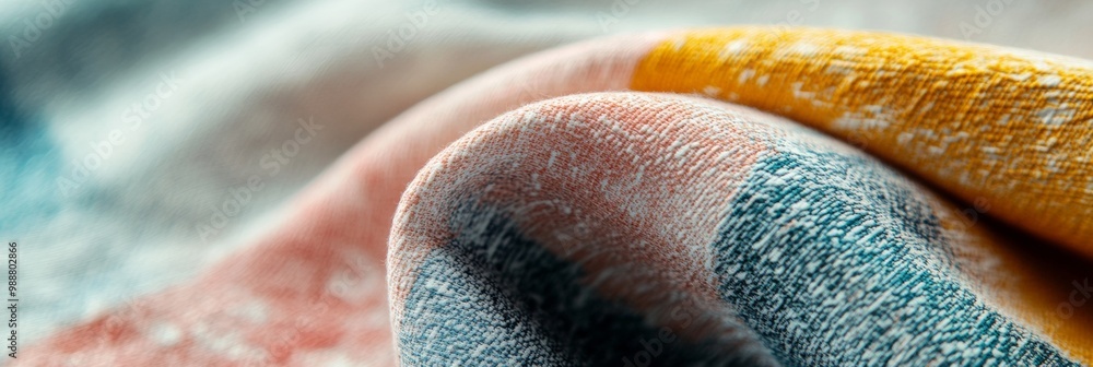 Contemporary textile design, intricate pattern on fabric swatch, gentle ...