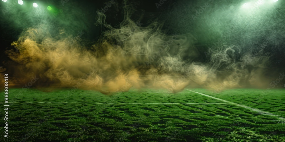 Green smoke field, dark ground, toxic fog, bad smell, stadium mist ...