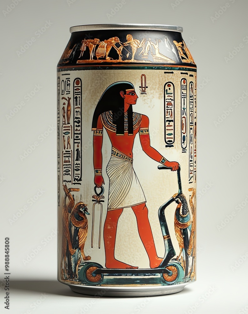 Ancient Egypt style beer can with the design of an ancient Egyptian man ...