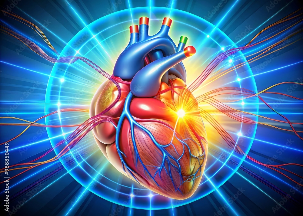 A vibrant illustration of the electrical conduction system of the heart ...