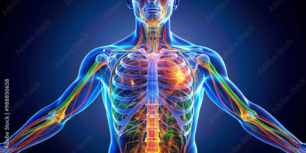 High-quality digital illustration showing the internal organs of a ...