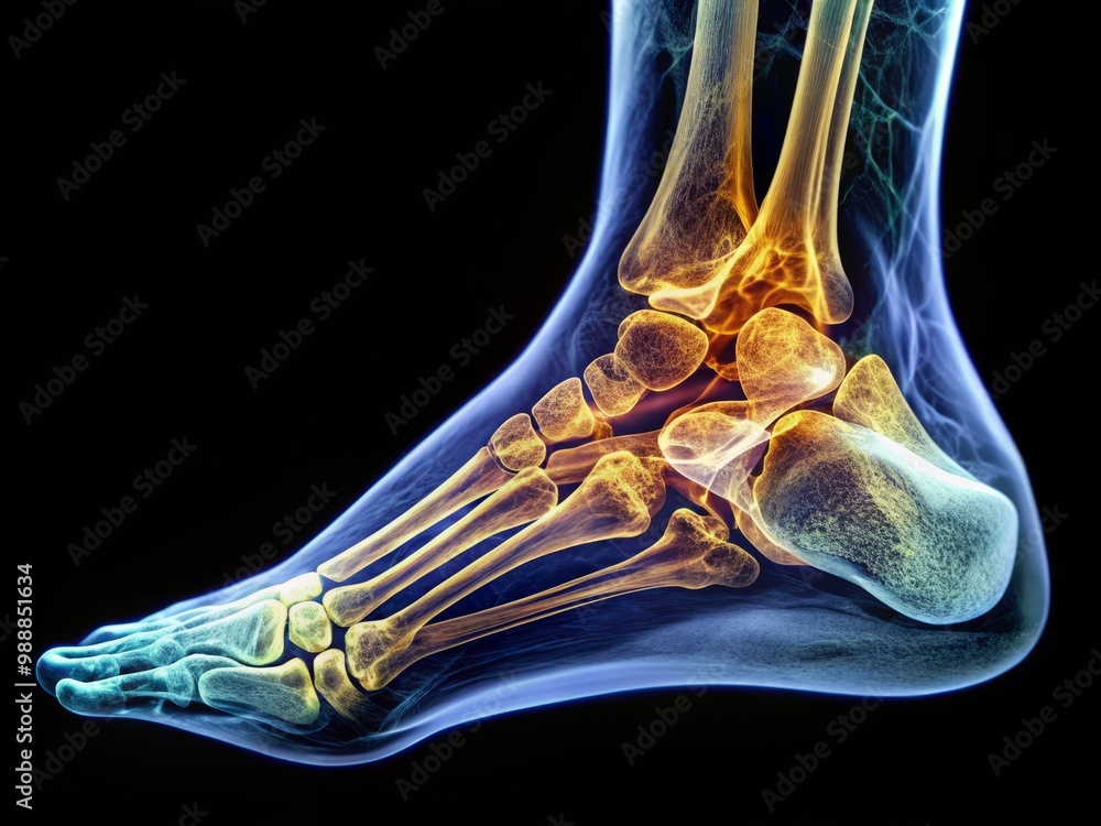 A crisp and detailed scan of a patient's ankle, revealing the intricate ...