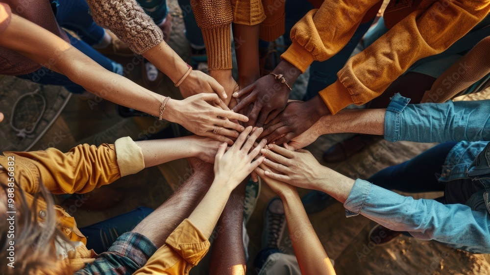 Close up of diverse people hands putting hands together and reaching ...