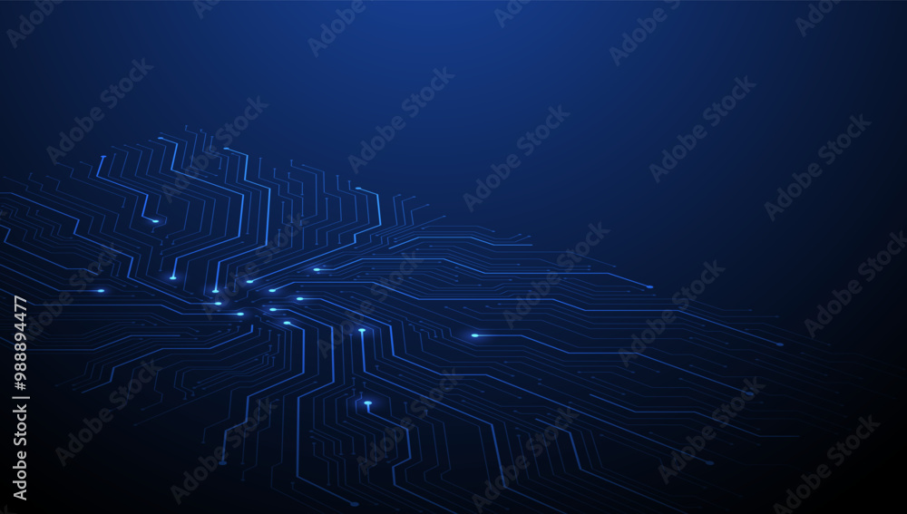 Isometric circuit background in blue. Technology circuit board ...