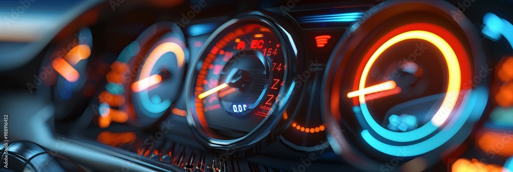 High-tech electric car dashboard featuring sleek energy meter and ...