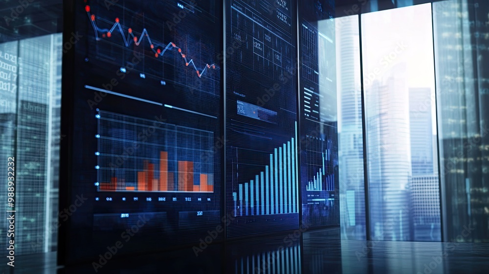 A business-themed background showing charts, graphs, and data analytics ...