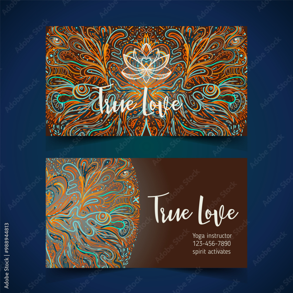 Stretch and Strength. Yoga card, flyer, poster, mat design. Colorful ...