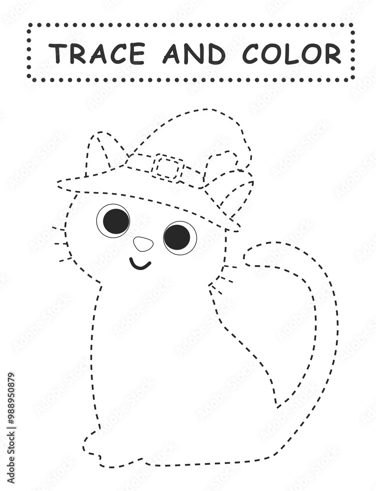 Trace and color for children. Handwriting practice. Coloring page for ...