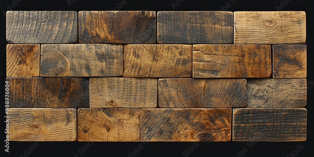 A rustic arrangement of weathered wood blocks, showcasing the natural ...