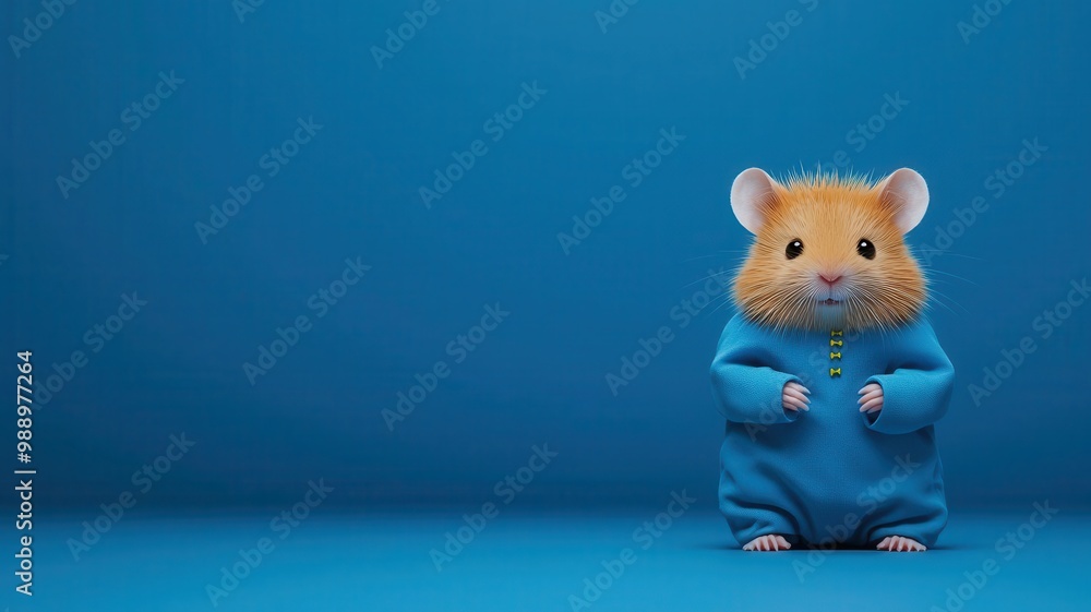 Hamster dressed as Frankenstein, tiny bolts in its neck, running ...