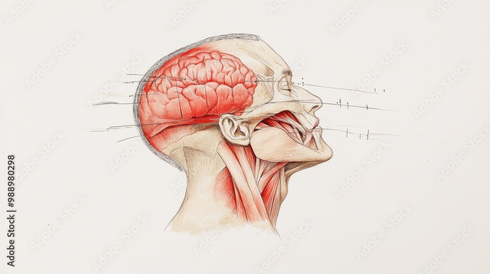 Detailed Cross Section of the Human Brain Anatomy Stock Illustration ...