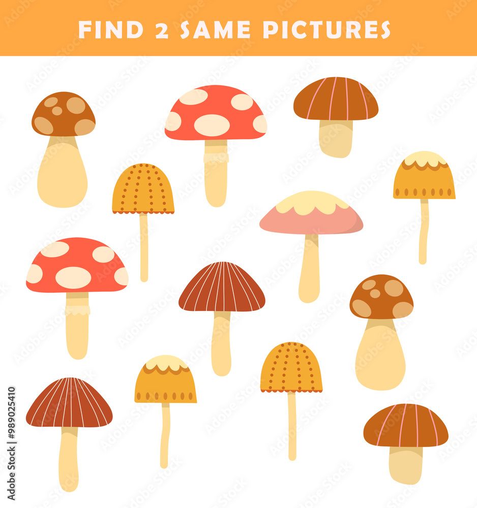 Find 2 same pictures. Puzzle game for children. Preschool worksheet ...
