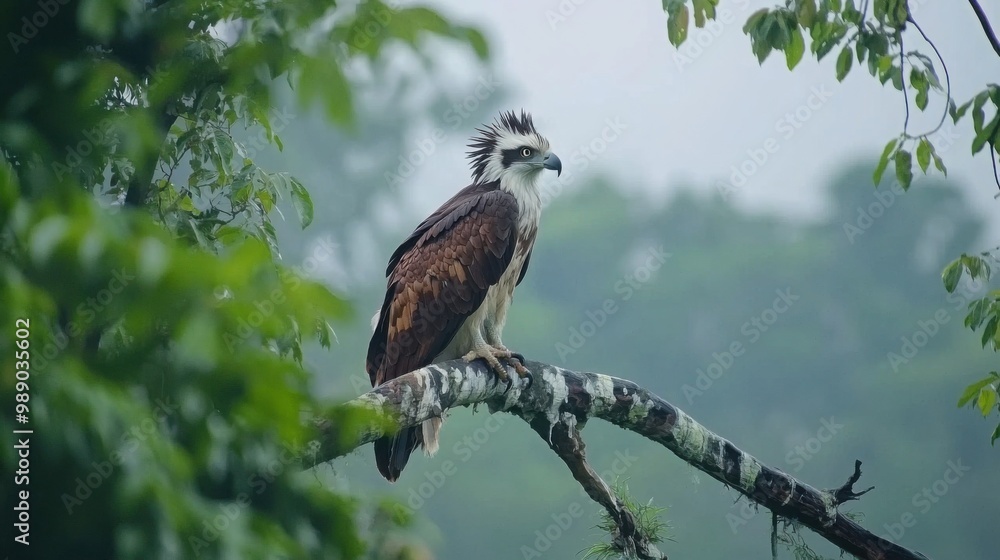 A majestic Philippine eagle showcases its powerful talons and striking ...