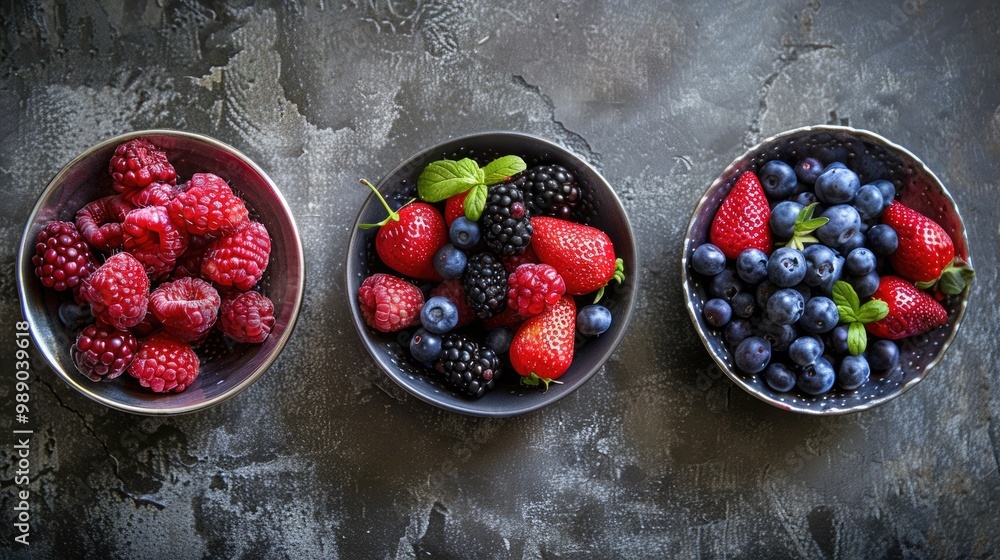 The close up picture of the various berry that has been putting ...