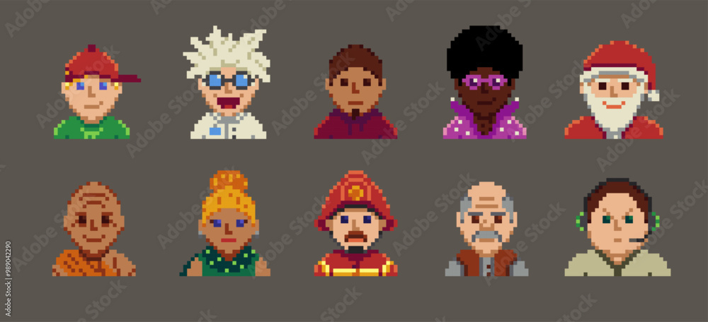 Avatar pixel characters, youth men and women, cartoon vector icons ...