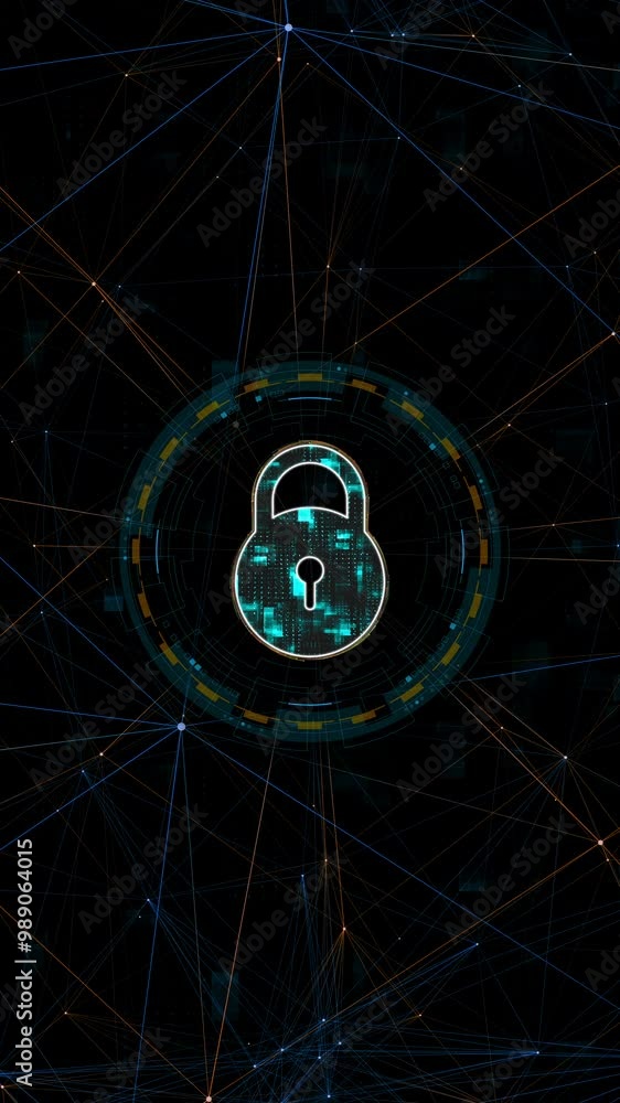 Motion graphic of Blue digital security key logo with circle futuristic ...