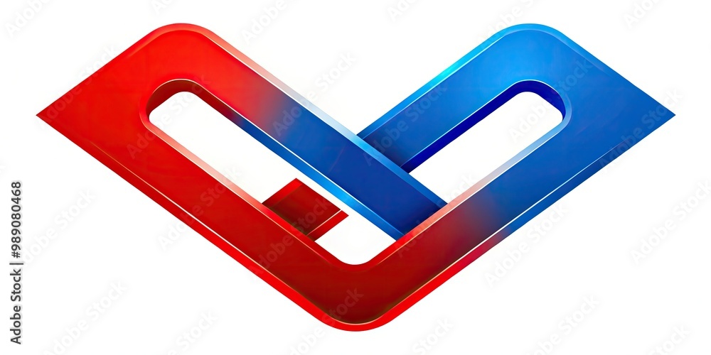 A bold, red "V" shape intertwined with a blue "S" shape, forming a ...