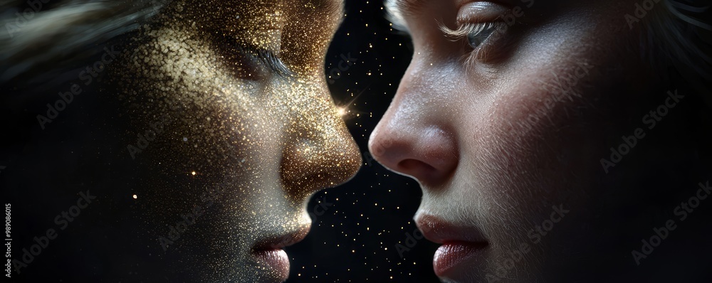 Gemini Zodiac Sign, A radiant golden representation of the Gemini twins ...