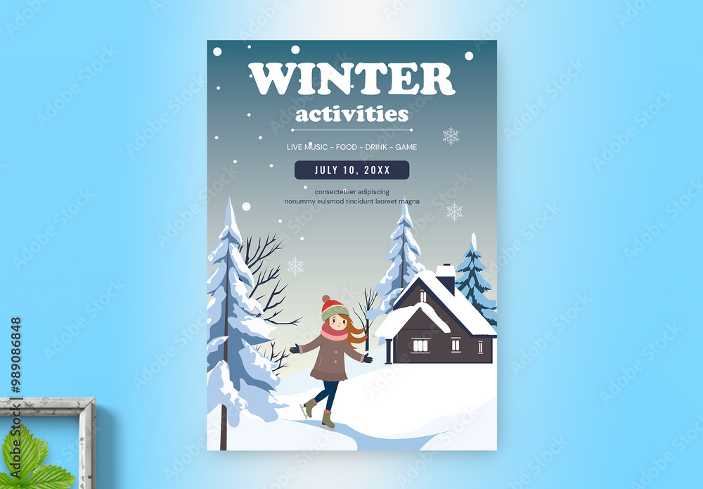Snow Winter Activities Event Invitation Flyer Template Stock Template ...