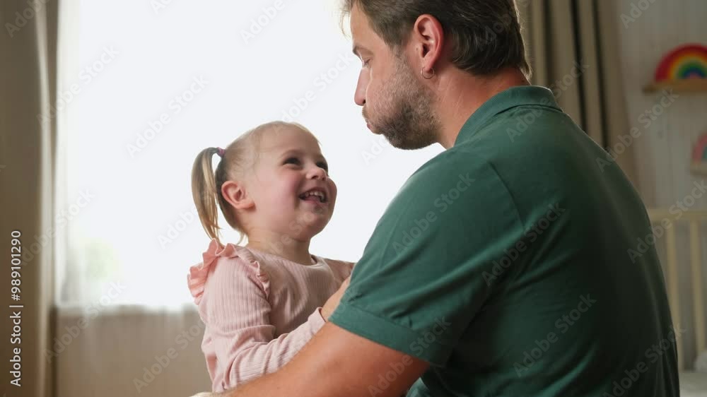 Happy Father Playing with Daughter. Three Years Baby Smiling, Laughing ...