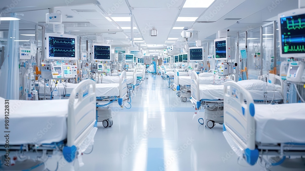 Intensive care unit with isolation room setup, ICU isolation, infection control Stock Photo ...